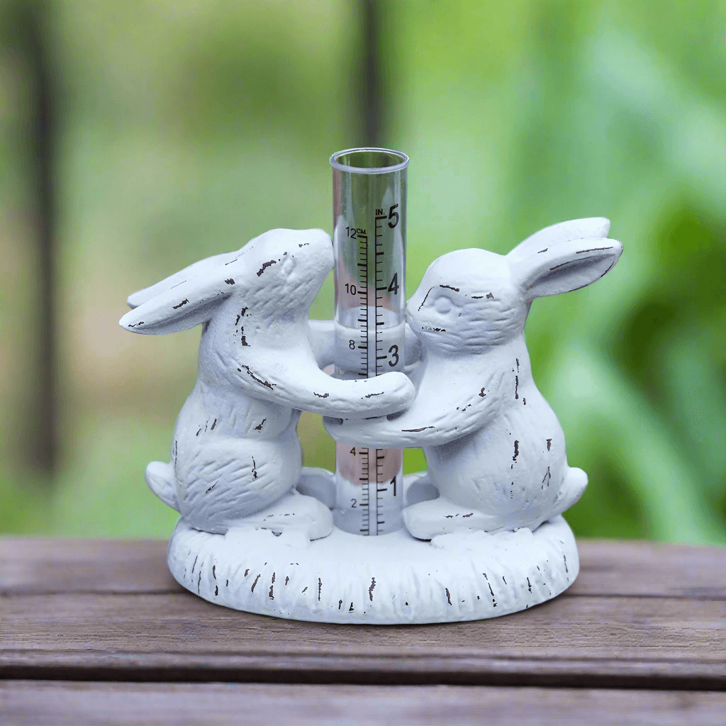 Weathered Rabbits Rain Gauge | Rustic Outdoor Decor – Vintage Shopper
