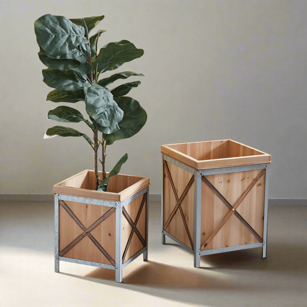 Rustic Wood Planter Boxes (Set of 2) – Vintage Shopper