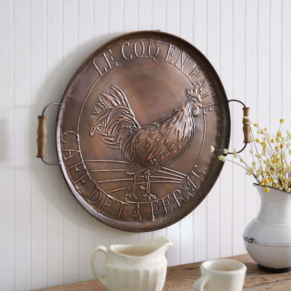 French Country Copper Rooster Tray Decor – Vintage Shopper