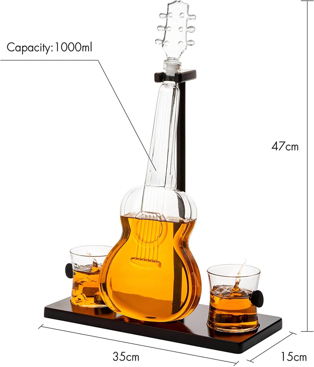 Guitar Whiskey Decanter Set with Glasses and Mahogany Base – Vintage ...