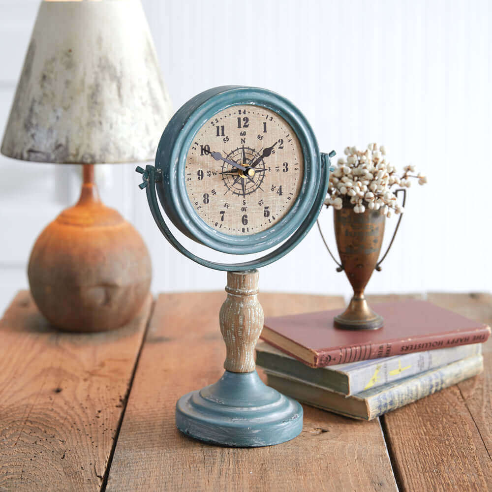 Nautical Compass Tabletop Clock | Coastal Decor – Vintage Shopper