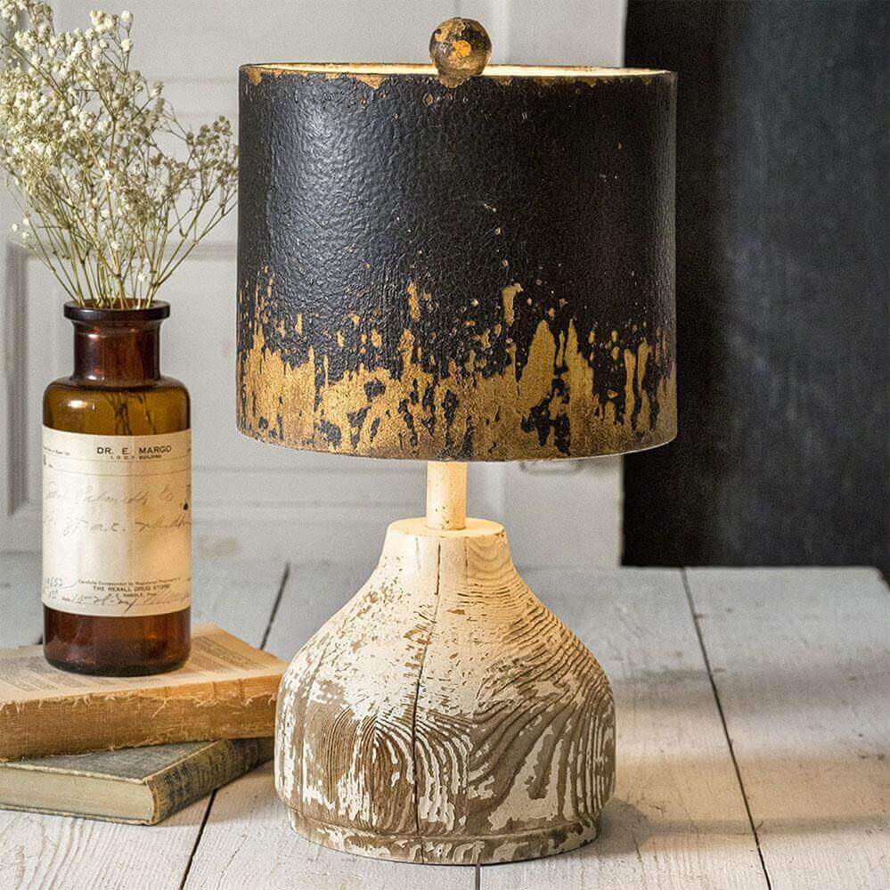Vintage Distressed Table Lamp with Metal Shade – Vintage Shopper